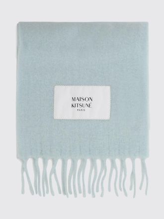 Maison Kitsun&eacute; &Eacute;charpe en laine avec patch logo et finitions frang&eacute;es
