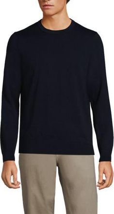 Lands End Rundhals-Pullover aus Baumwoll-Feinstrick, Herren, Gr&ouml;&szlig;e:52-54 regular, Blau, Baumwolle, by Lands End