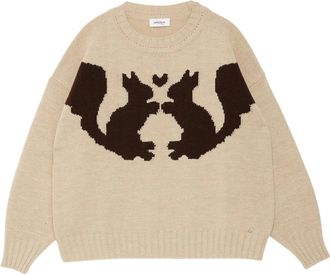 ottod'Ame Femme, Pulls, Beige, Taille: 40 FR Squirrel Intarsia Sweater