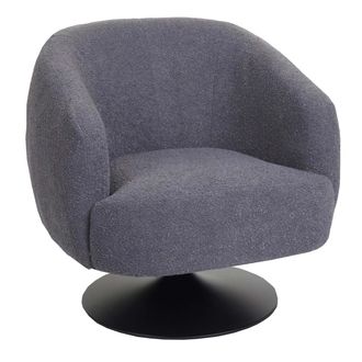 Mendler Lounge-Sessel HWC-J76, Cocktailsessel Sessel drehbar, Boucl&eacute; Stoff Metall - dunkelgrau