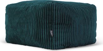 Icon Brand Amara Hocker, Blaugr&uuml;n, Flauschiger Cord Stoff, Sitzsack Cord, Sitzpuff Hocker mit F&uuml;llung, Fu&szlig;hocker f&uuml;r das Wohnzimmer, Deko Wohnzimmer