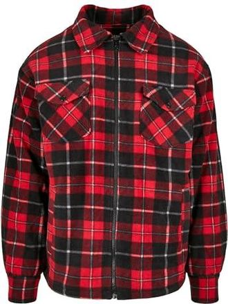 Urban Classics Veste &Agrave; Carreaux Chemise Teddy Homme Veste mi-saison noir/rouge L 100% Polyester