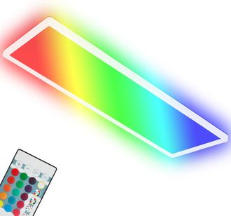 Briloner Leuchten - Ultraflache Deckenlampe RGBW, LED Deckenleuchte mit Backlight, Neutralwei&szlig;, LED Panel, Farbwechsel, Dimmbar, Fernbedienung, Wei&szlig;, 7404-016