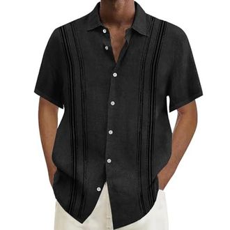 Generic Chemise d&eacute;t&eacute; pour homme, chemise de plage imprim&eacute;e tendance, chemise boutonn&eacute;e, coupe ample, manches courtes, col &agrave; revers, chemisier d&eacute;contract&eacute;, dou