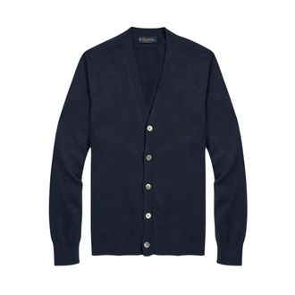 Brooks Brothers Homme, Pulls, Bleu, Taille: M Cardigan Boutonné en Coton Supima