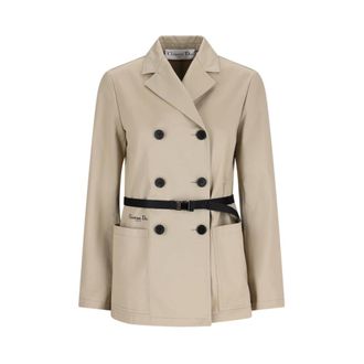 Dior Femme, Manteaux, Beige, Taille: 36 FR Veste cintr&eacute;e &agrave; ceinture