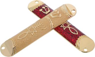 NUOBESTY 2 St&uuml;ck 2 St&uuml;ck Handgefertigte T&uuml;rrolle aus Metall Dekoratives Etui in Rot und Gold Spirituelle T&uuml;rrolle f&uuml;r J&uuml;dische Heimsegnung und Chanukka Dekorat