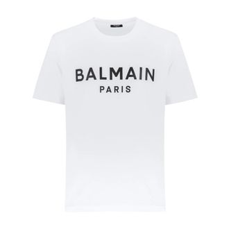 Balmain Logo Baumwoll-T-Shirt - - Tops - Herren - Wei&szlig; - L