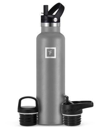 Iron Flask Edelstahl Trinkflasche mit 3 Deckel - Auslaufsicher Thermosflasche - Metall Wasserflasche Doppelwandig Isoliert BPA-freie fur Sport Schule Fitness Cam