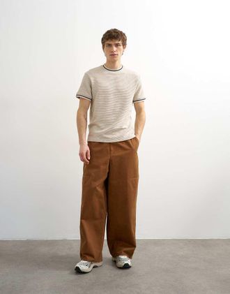 Topman Pantalon baggy avec poches lat&eacute;rales - Marron-Vert