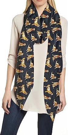 Lina & Lily Écharpe Foulard Femme à Motif Chien - Golden Retriever (Gris Foncé)