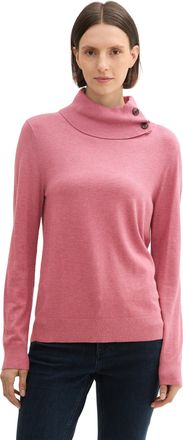 Tom Tailor Damen Rollkragenpullover mit Knöpfen, 22829 - Wine Rose Melange Inject, XL