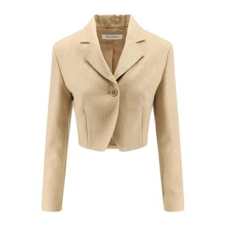 Max Mara Femme, Vestes, Brun, Taille: 38 FR Veste courte en twill de lin