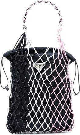 Prada Shopper - Tessuto and Tricolor Rete Drawstring Tote - Gr. unisize - in Schwarz - f&uuml;r Damen