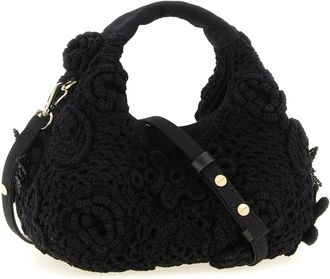 Ganni Crochet Hobo Bag - Black