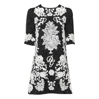 Dolce & Gabbana Schwarzes Blumenspitze A-Linie Minikleid - - Dresses - Damen - Schwarzk - M