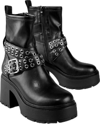 Buffalo Damen Schuhe Stiefeletten Mila Rock Boot, Farbe:Schwarz, Schuhgröße:EUR 37, Artikel:-black
