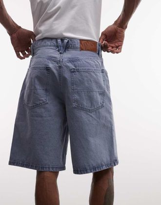 Vans Check-5 - Weite, bedruckte Jeansshorts in Hellblau