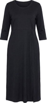 Ulla Popken Midikleid Maxikleid Zierknoten A-Linie Rundhals 3/4-Arm