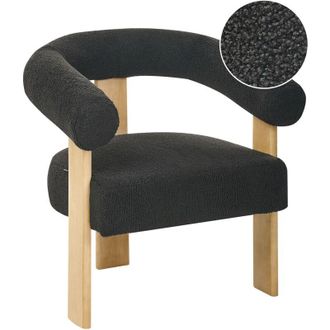 Beliani Sessel ILBRO Boucl&eacute; Schwarz / Hellbraun