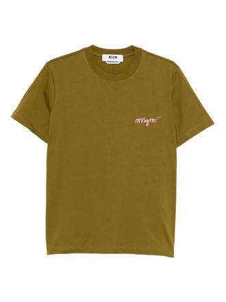 Msgm t-shirt &agrave; logo brod&eacute; - Vert
