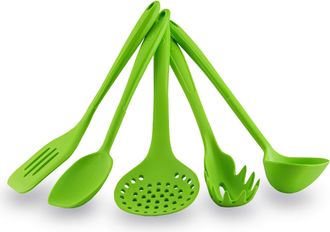 Kochblume Starter-Set - Flexwender & So&szlig;enl&ouml;ffel L & Schauml&ouml;ffel & Pastal&ouml;ffel & Sch&ouml;pfkelle L 5er Set | Premium-Silikon | Hitzbest&auml;ndig | Sp&uuml;lmaschinenfest | 