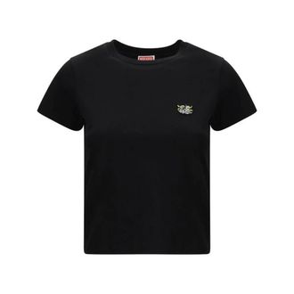 Kenzo Femme, Tops, Noir, Taille: 40 FR T-shirt &agrave; manches courtes et col rond en coton