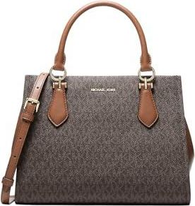 Michael Kors Marilyn Medium Signature Logo Convertible Satchel Brown