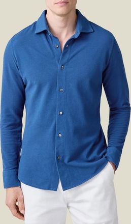 Luca Faloni Hemd Siena in Königsblau aus Baumwoll-Piqué für Herren