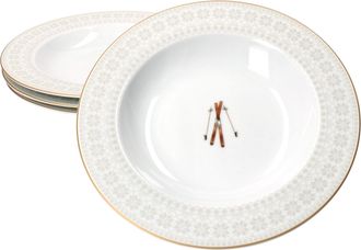 MamboCat Chalet 4er Set Suppenteller I 150ml I Porzellan-Geschirr mit winterlichem Dekor für 4 Personen I Tiefe Teller für Salat, Suppe, Milchreis, Pasta & Co