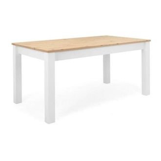 Finori Altri - Table a manger extensible bergen - D&eacute;cor chene artisan et blanc - Rallonge 55 cm - Jusqua 12 personnes - l 160-215 x p 90 x h