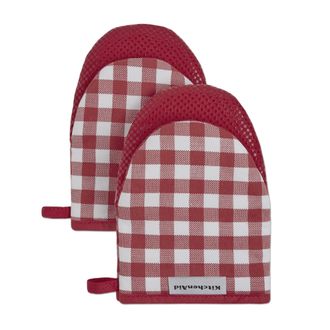 KitchenAid Kitchen Aid Mini-Ofenhandschuh-Set, Gingham-Muster, 14 x 20,3 cm, Passionsrot