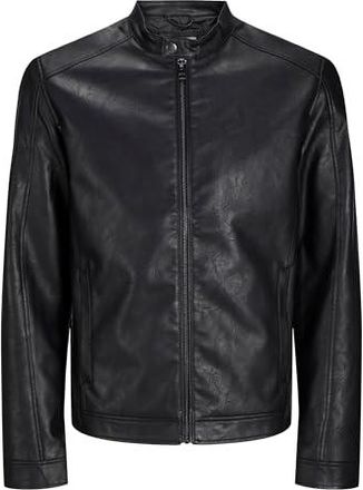 Jack & Jones JACK&JONES PLUS JJEDYLAN CLEAN Veste en cuir PU PLS pour homme, noir, 6XL, Noir, XXXXXXL