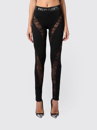 Philipp Plein High-Waist Skinny-Leggings aus Jersey mit Spitze und Strass