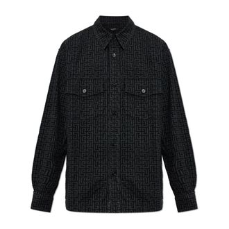 Balmain Homme, Chemises, Noir, Taille: M Chemise en jean avec monogramme