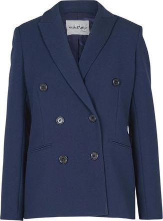 ottod'Ame Femme, Vestes, Bleu, Taille: 40 FR Veste en twill à double boutonnage avec épaulettes rembourrées