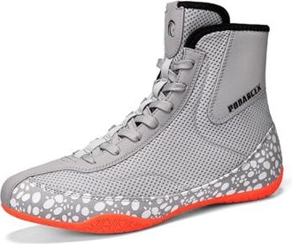 Generic Chaussures De Boxe pour Hommes Montantes, Respirantes, &Agrave; Lacets, pour La Boxe, Le Kickboxing, Le Gym Et Les Comp&eacute;titions Sportives,Gris,39 EU