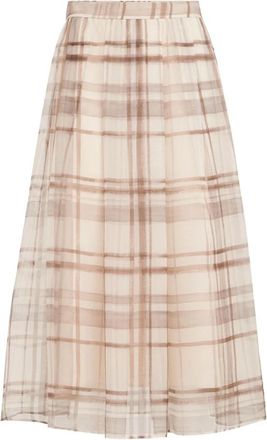 Brunello Cucinelli Seiden-Midi-Rock - - Skirts - Damen - Beige - S
