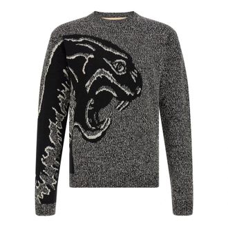 Valentino Garavani Pullover aus Baumwolle und Moulin&eacute;-Wolle mit Panther-Jacquard - - Knitwear - Herren - Mehrfarbig - XL