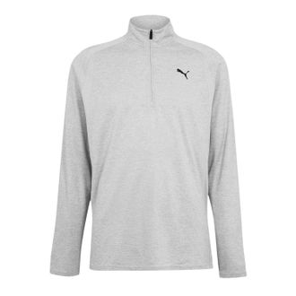 Puma Performance Oberteil f&uuml;r Herren, mit kurzem Rei&szlig;verschluss, Ma&szlig;geschneidert, Lang&auml;rmlig (Grau)