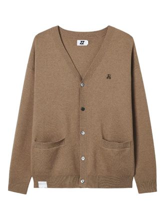 Izzue cardigan à patch logo - Marron