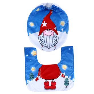 NUOBESTY Weihnachtliches Wc Deckel Satz mit Vliesstoff Toilettensitzbezug und Wc Matte Blaues Weihnachtsdekor f&uuml;r Badezimmer Hotel und Zuhause