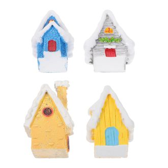 Valiclud 4st&uuml;cke Haus Weihnachten Deko aus Kunstharz Weihnachtsdekoration f&uuml;r Garten und Innenbereich Weihnachtsaccessoires f&uuml;r Terrariendekoration und Mikrola