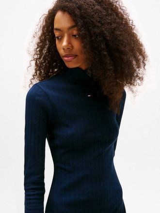 Tommy Jeans A-Linien-Kleid TJW F&F RIB LETTUCE EDGE DRESS in gerippter Struktur