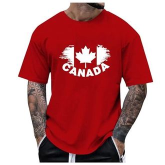 Generic T-shirt d&eacute;t&eacute; pour homme avec imprim&eacute; partiel pour la f&ecirc;te nationale canadienne, rouge, 3XL