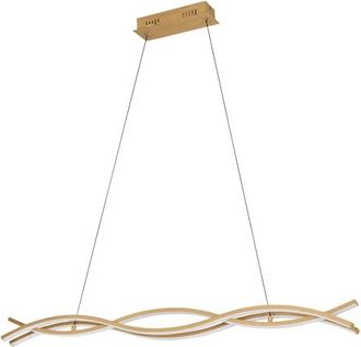 Eglo LED H&auml;ngelampe Lasana 4, wellenf&ouml;rmige Pendelleuchte &uuml;ber Esstisch, Esszimmerlampe aus Metall in Holz-Optik, warmwei&szlig;