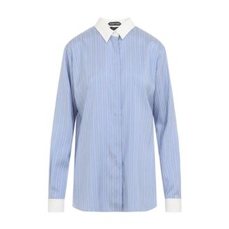 Tom Ford Gestreiftes Seidenhemd - - Blouses & Shirts - Damen - Blau - XS