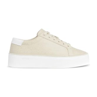 Calvin Klein Graue Schn&uuml;r-Flatform-Sneakers - - Shoes - Damen - Grau - 41 EU