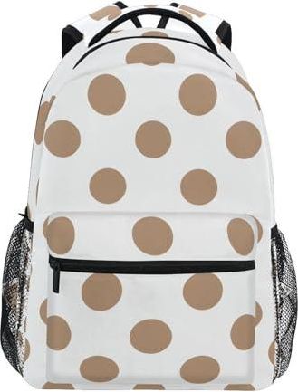 Generic Pois Blancs Et Bruns Sacs D&Eacute;cole Unisexe Sac &Agrave; Dos L&eacute;ger Cartables Scolaires Pour Ordinateur Portable Homme Femme 29X40Cm