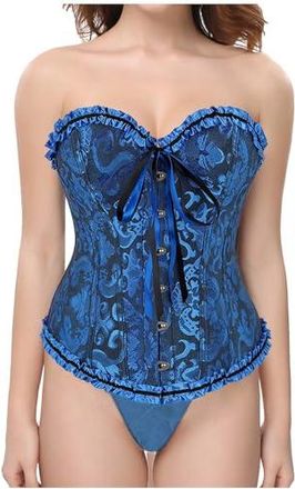 Generic Corset Bustiers Et Corsets Femme Corset Rose Femme Bustier Chic Elegant Dentelle Violet Red Top Marron Corcet Noir Haut Gothique Sexy &Eacute;rotique Jacquar